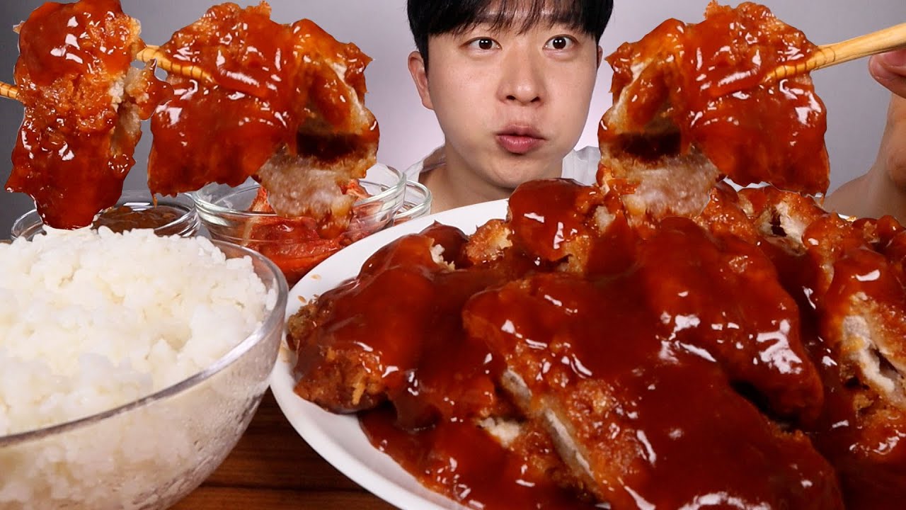 다른거 필요없습니다. 눅눅한 경양식 돈까스. 먹방 ASMR MUKBANG Jumbo Pork Cutlet Rice Kimch ...