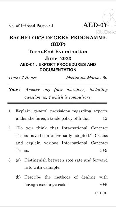 AED-01: EXPORT PROCEDURES AND DOCUMENTATION #importantquestions #ignoubca #exampreparation 📚 ️ ...