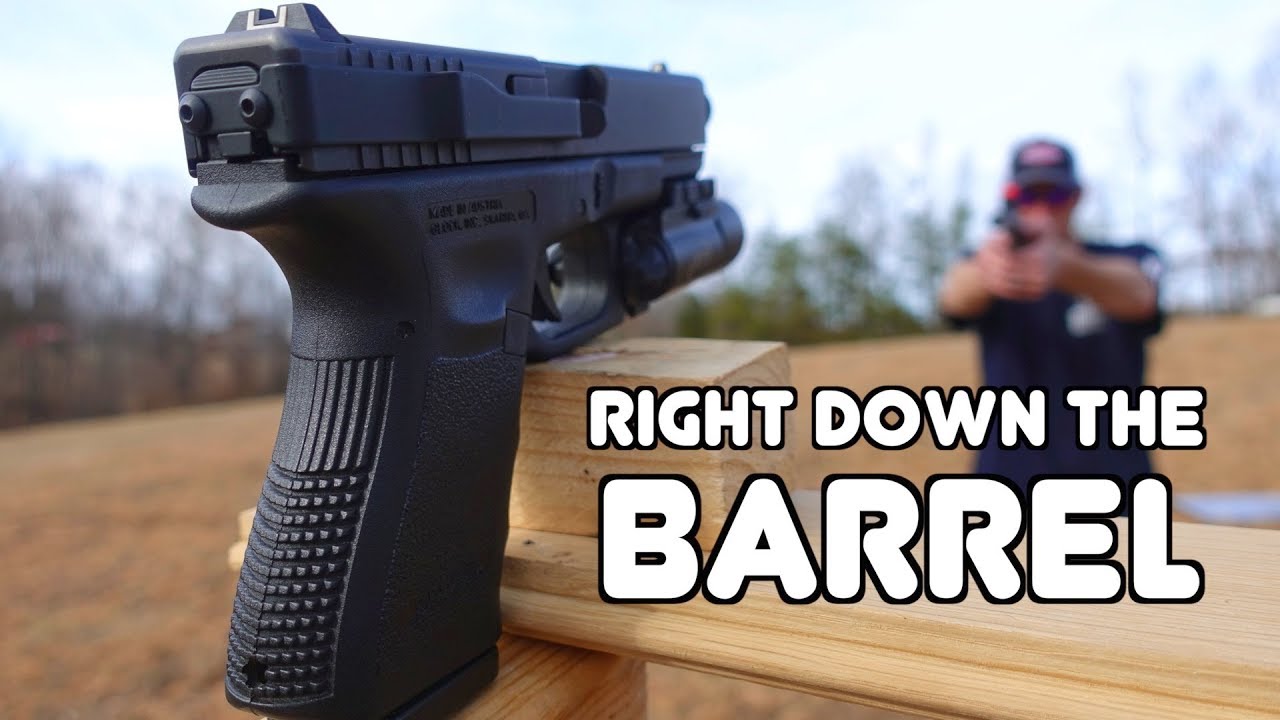 SHOOTING THROUGH A GLOCK 19 BARREL - TRICK SHOT - YouTube
