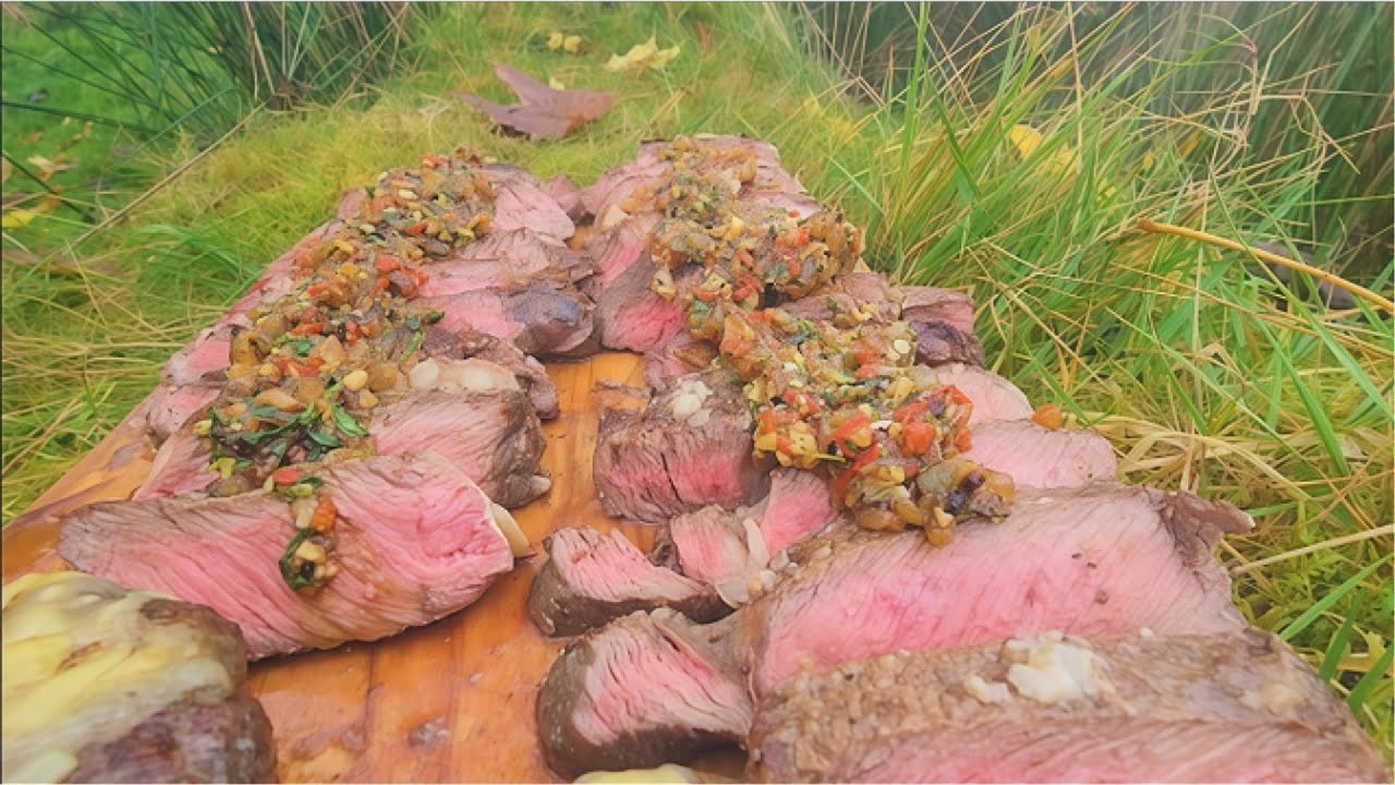 Juicy Steak Cooked on Hot Rocks Over Fire | ASMR Outdoor Cooking #food ...