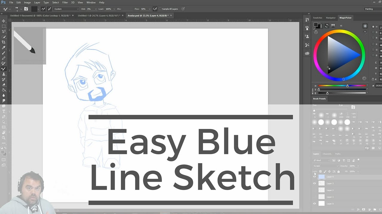 Blue Line Sketching - YouTube