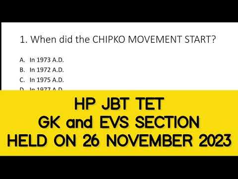 JBT TET ANSWER KEY GK section held on 26 Nov 2023 - YouTube