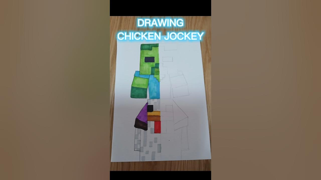 Drawing chicken jockey (Minecraft style) #art - YouTube