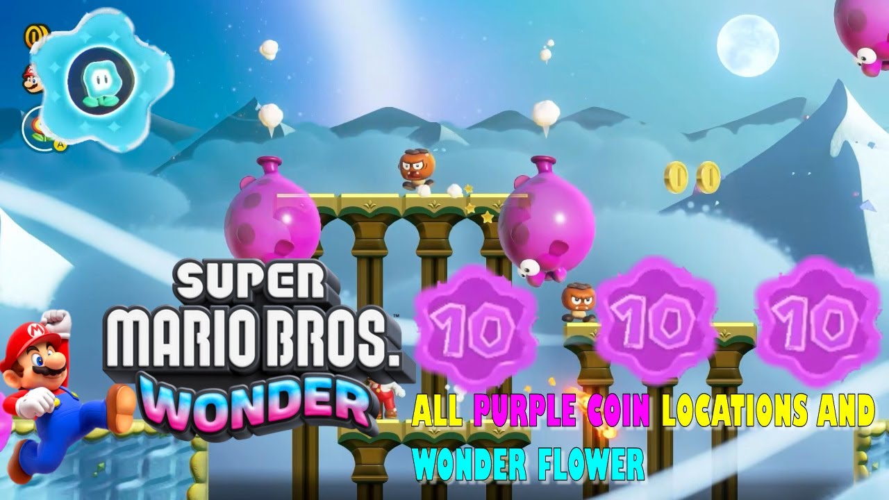 Bloomps of the Desert Skies (Super Mario Bros Wonder) All Purple Coins ...
