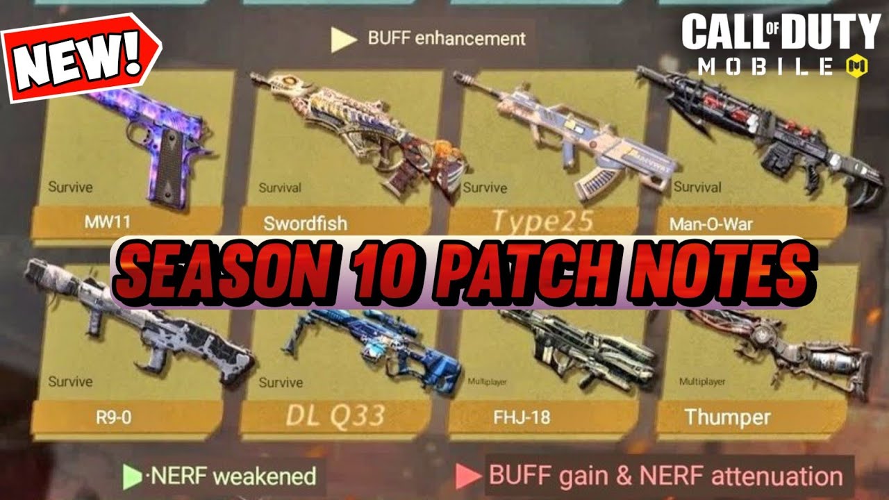 SEASON 10 PATCH NOTES CODM | SEASON 10 WEAPON BUFF AND NERF | SEASON 10 ...