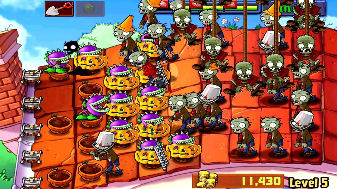 PopCap PvZ Adventure-2 Roof Level-5 | Plants vs Zombies full HD ...