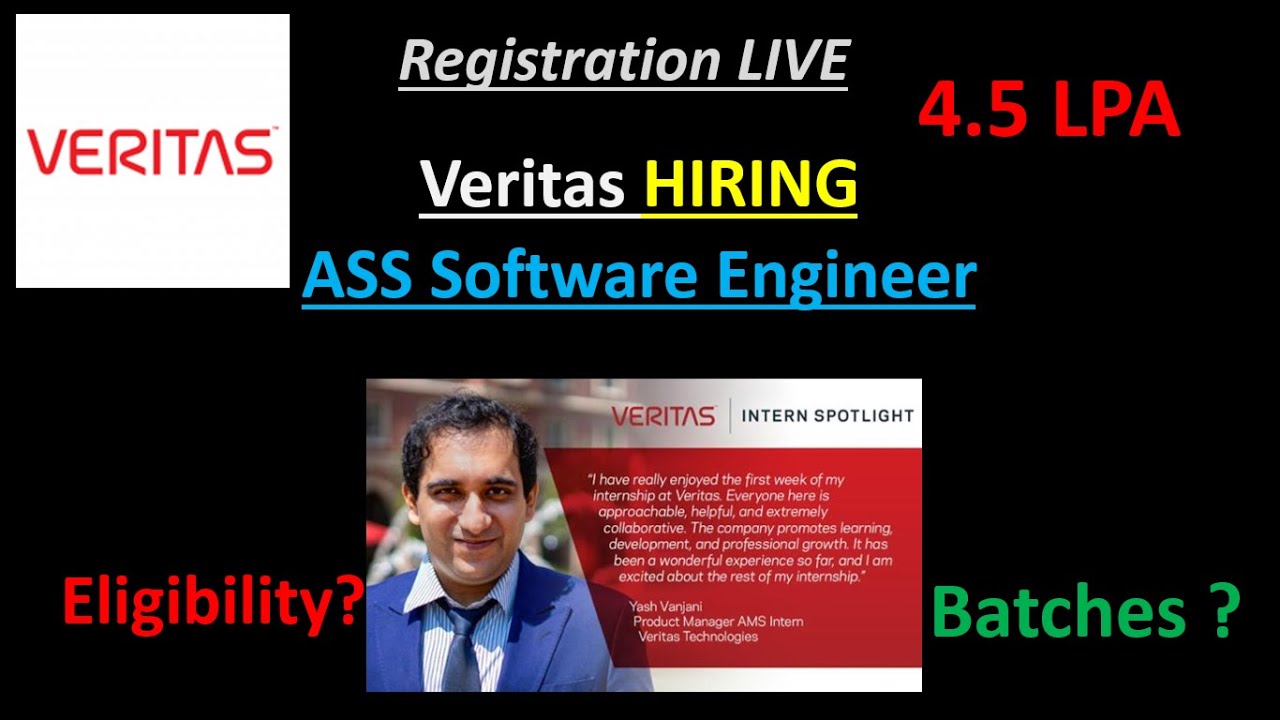 Veritas Hiring | Associate Software Engineer | 4.5 LPA - YouTube