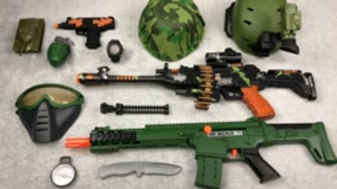 Army Toy Weapons Box of Toys Machine Guns - YouTube