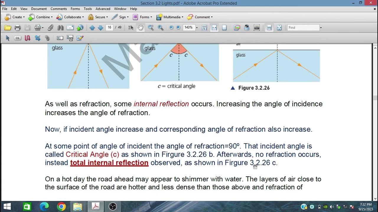 Refractive Index Critical Angle Practice Questions Sec 3 2 Part E