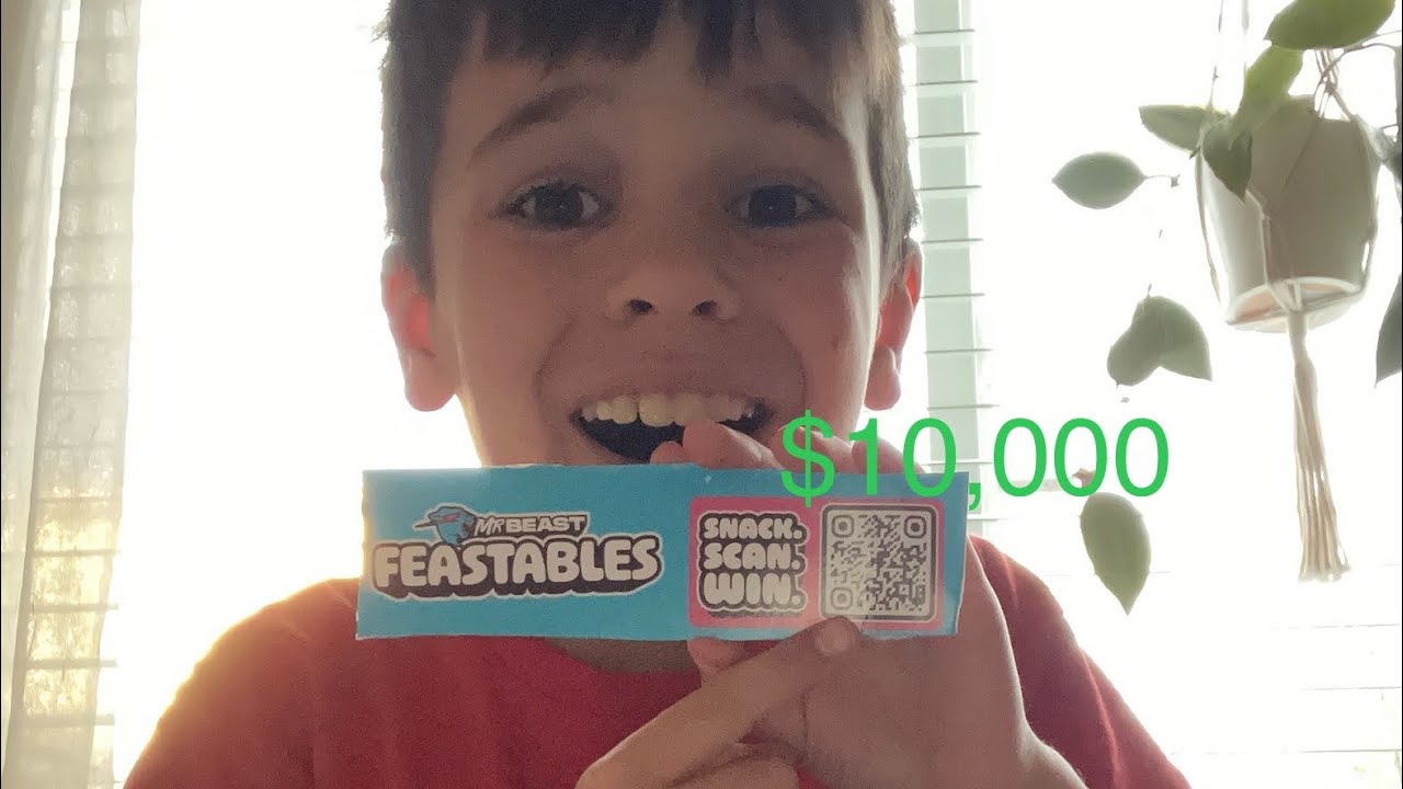 Scanning the feastables QR code to win $10,000 - YouTube
