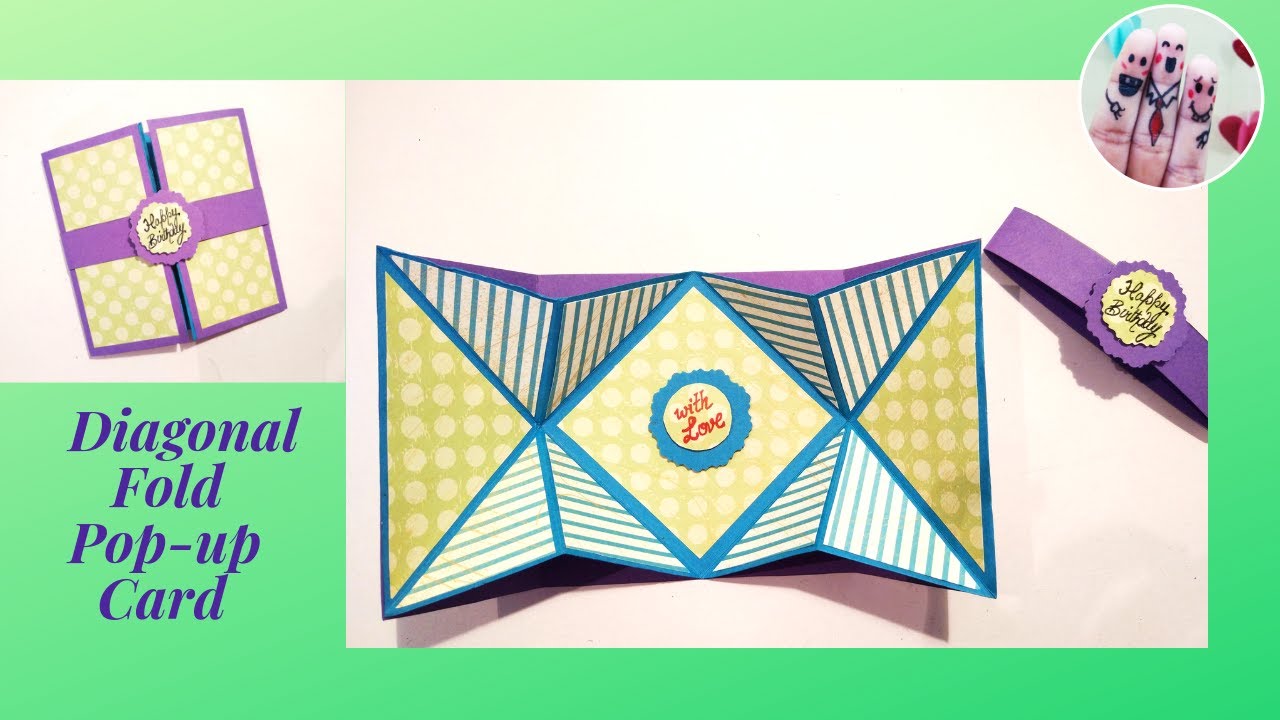 Diagonal fold pop-up card | How to make Diagonal fold card | Birthday ...