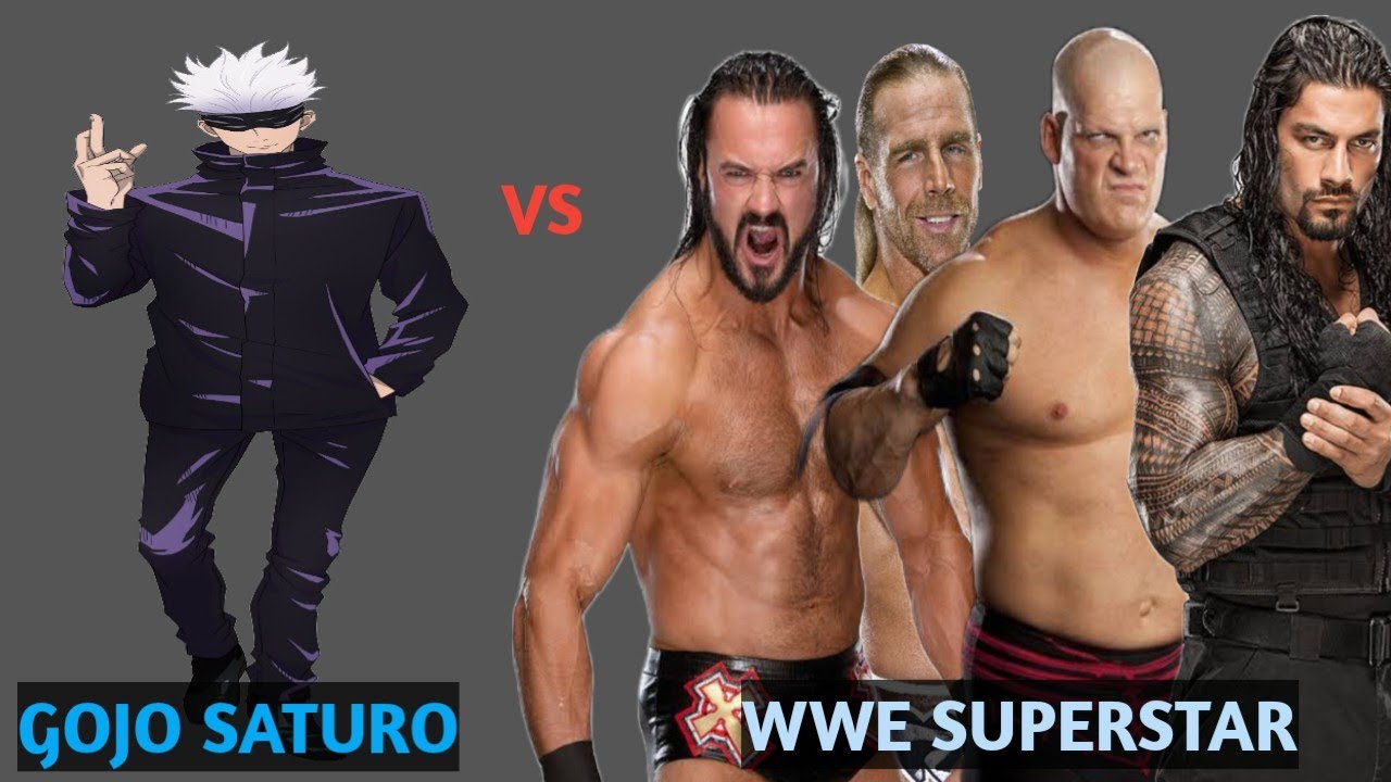 WWE 2K24 Gojo Satoru VS WWE Roman Reigns Kane Shawn Michael draw Anime ...