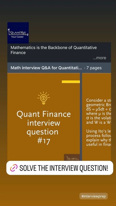 Solve the #mathematics interview question for quant finance # ...