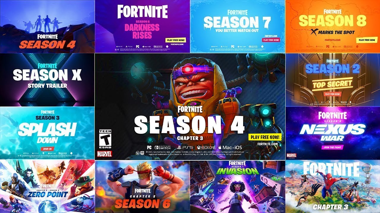 All Fortnite Cinematic Season Trailers Chapter 1 Season 1 Chapter 3 ...