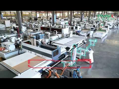 DA48-2137 cnc nesting machine with loading, labeling, unloading, Safety curtains - YouTube