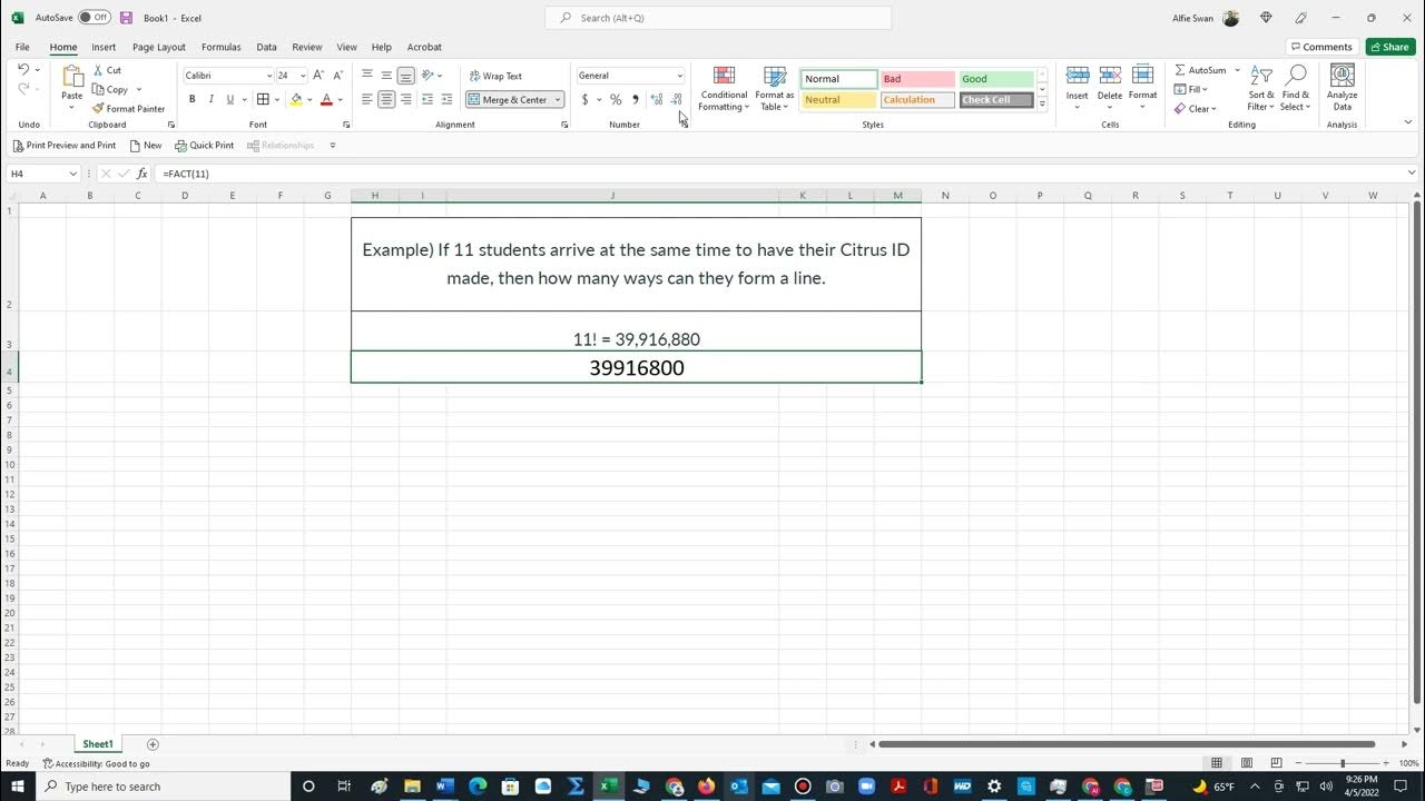 Permutation Rule 1 MS Excel - YouTube