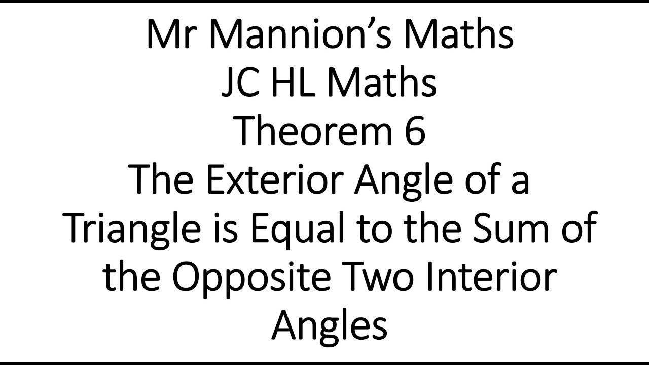 Junior Certificate Maths Higher Level Theorem 6 Proof - YouTube