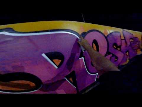 Night Graffiti Session on Freight Train