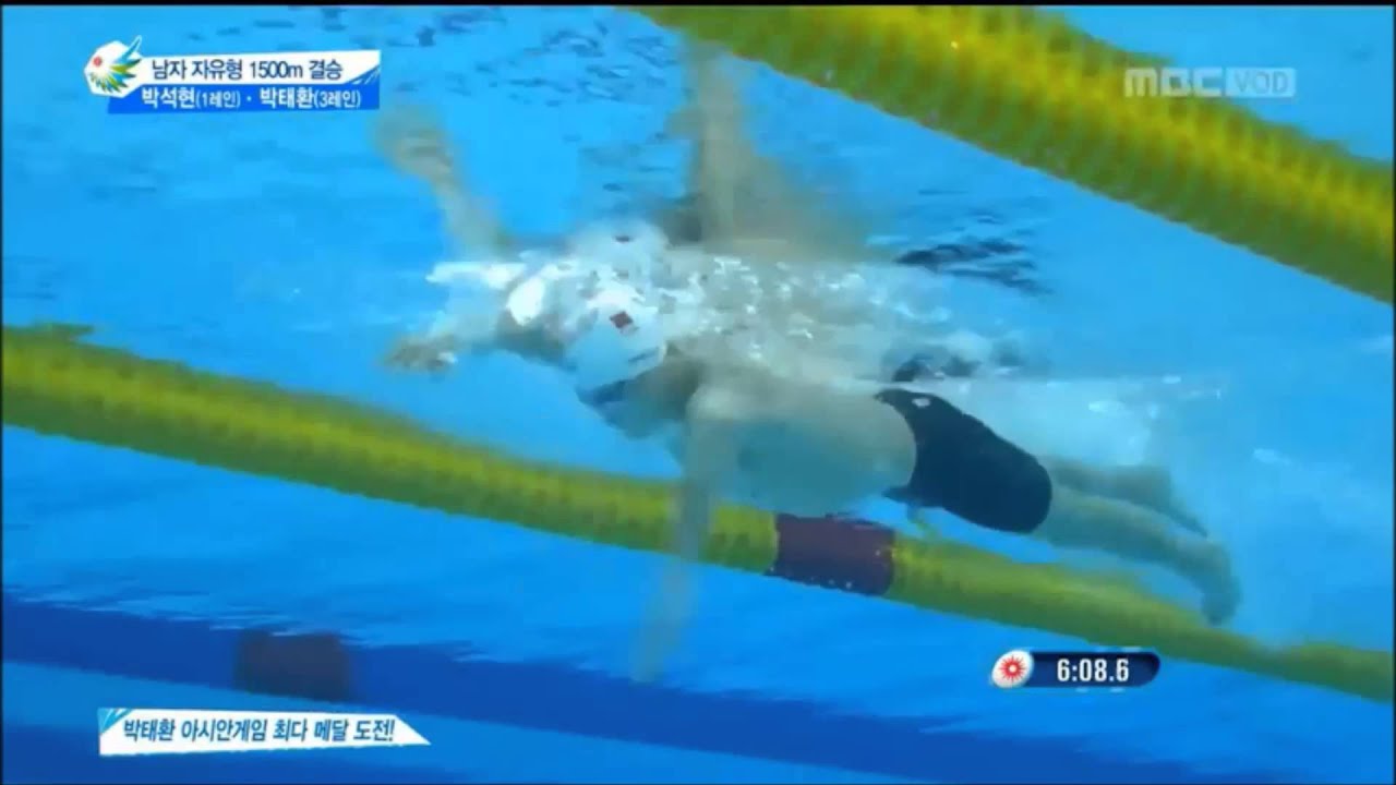 Sun Yang - underwater shot (Final 1500M freestyle at Incheon - Asian ...