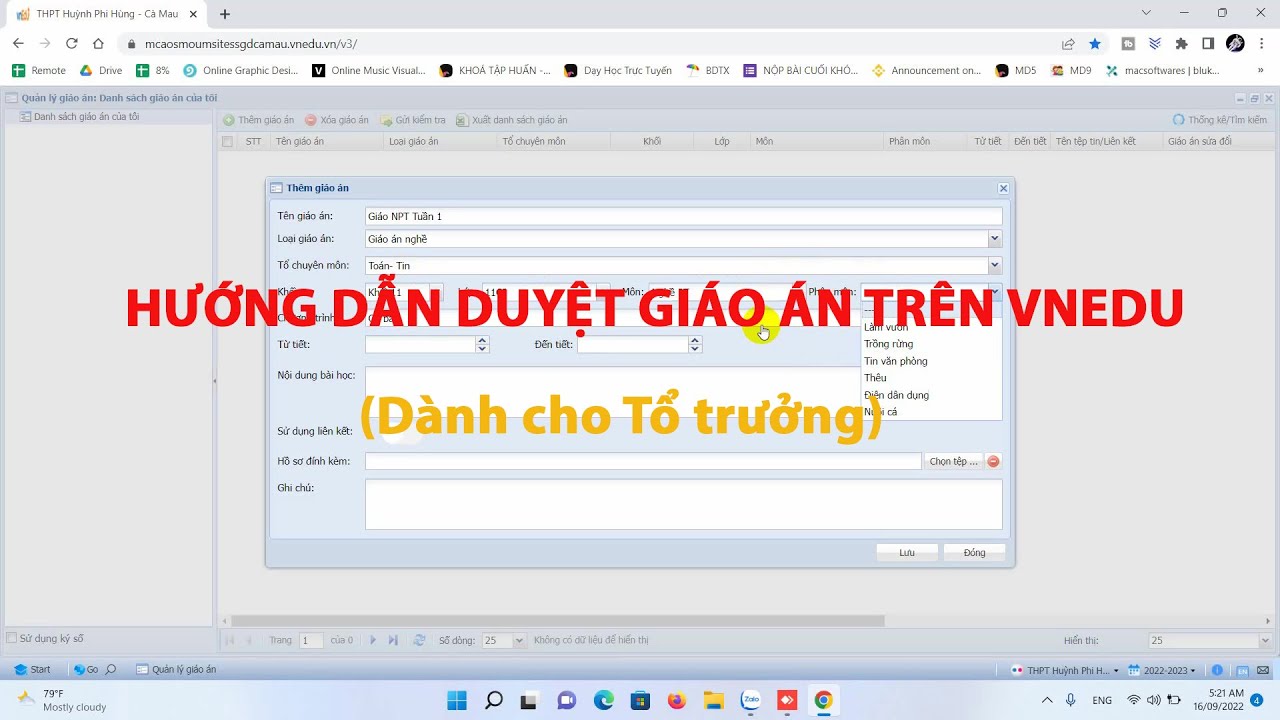 Hướng dẫn DUYỆT GIÁO ÁN trên vnEdu [Dành cho Tổ trưởng] [HDIT] - YouTube
