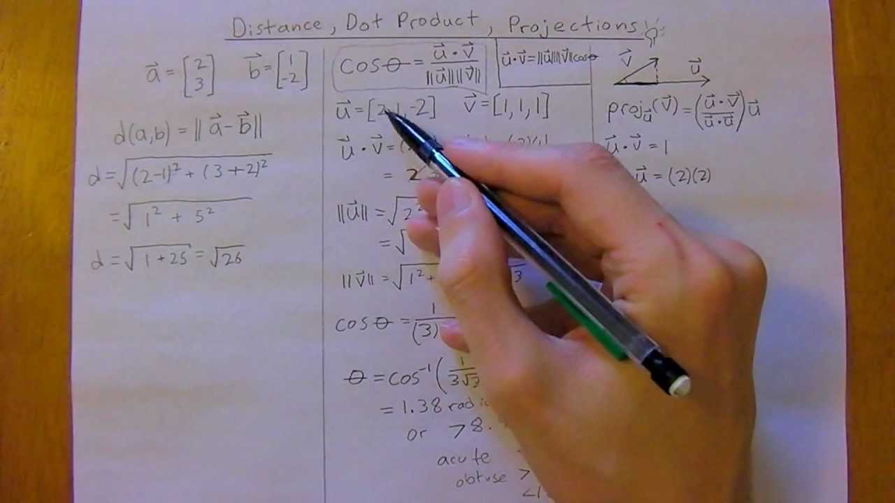 Calculating Distance, Angles, & Projections [Linear Algebra] - YouTube
