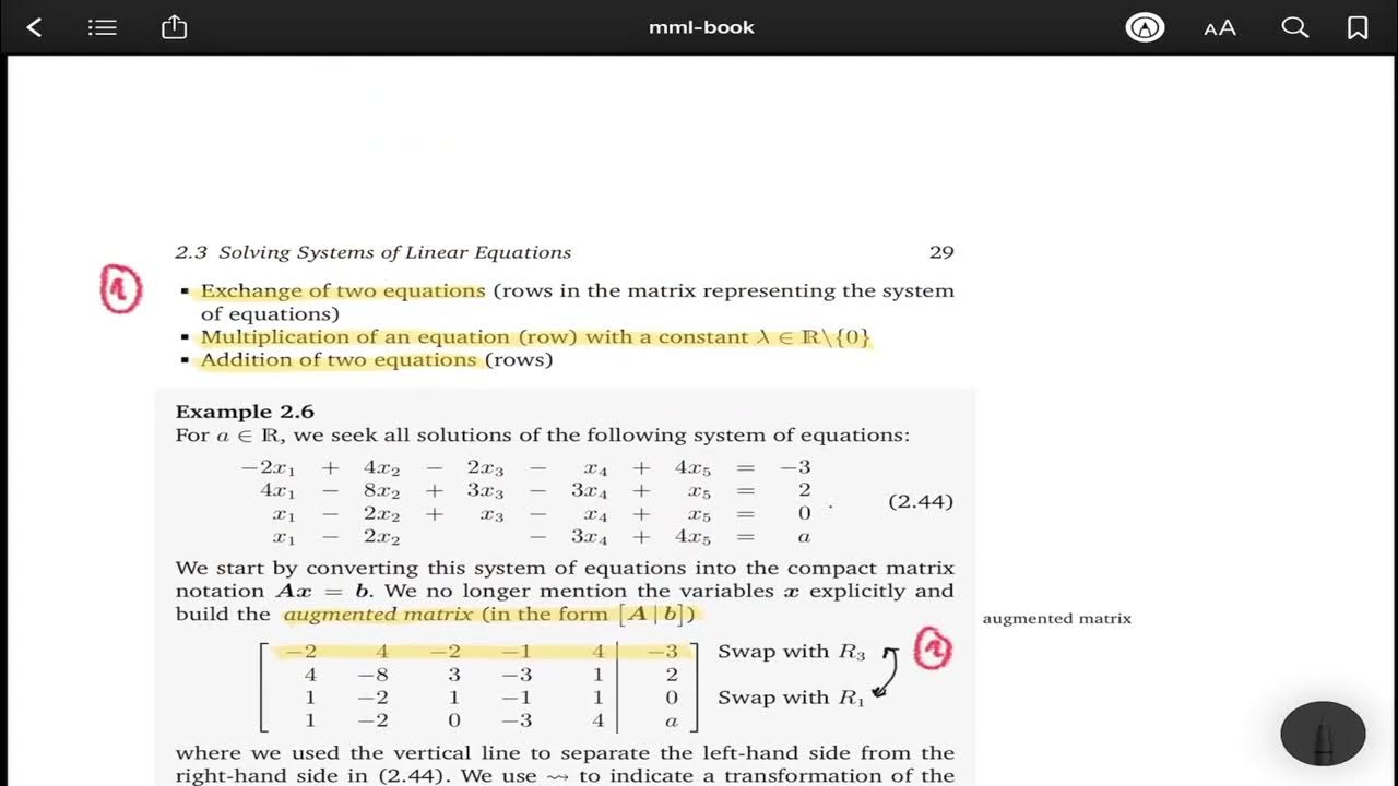 2.3.2 Elementary Transformations - Self Study Mathematics of Machine Learning - YouTube