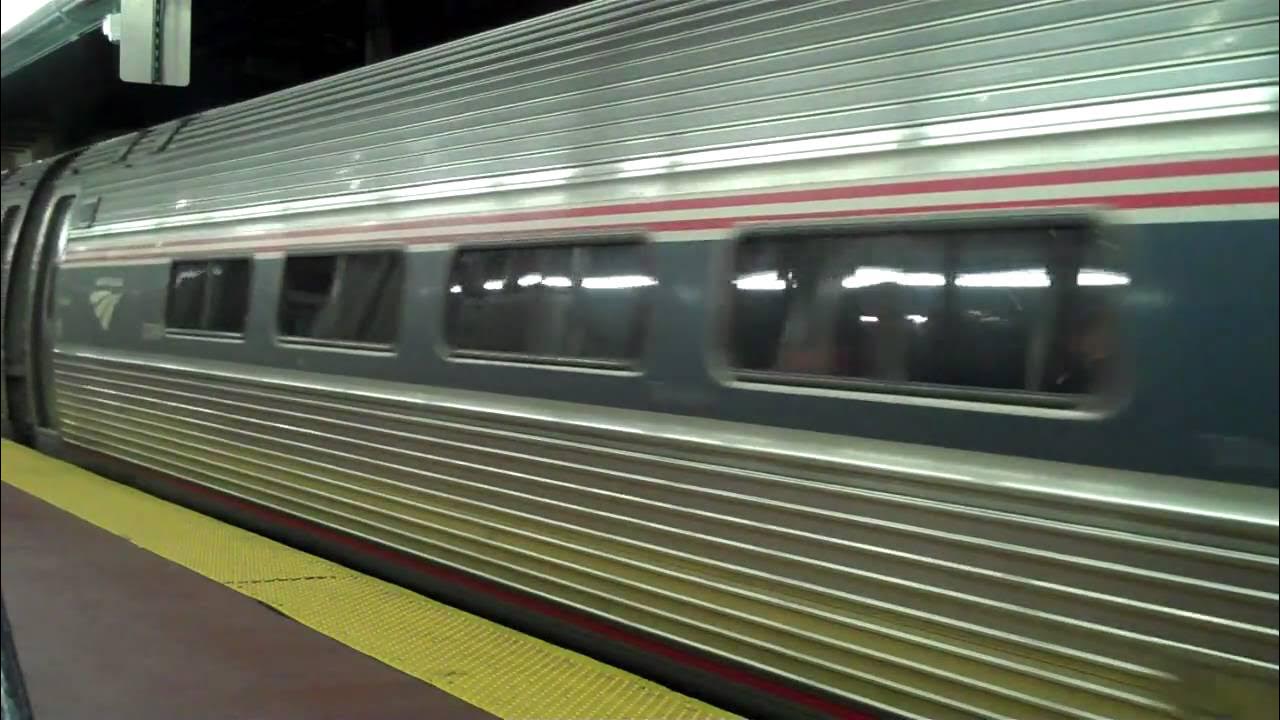 NY Penn Station Amtrak Vermonter Train No. 55 AEM-7AC No. 927 with ex-metroliner - YouTube