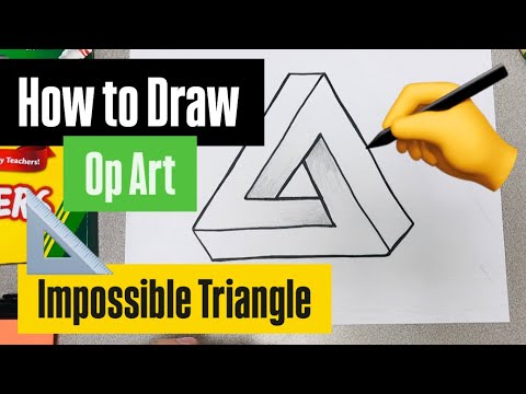 How to Draw Impossible Triangle EASY - for kids and beginners #opart # ...