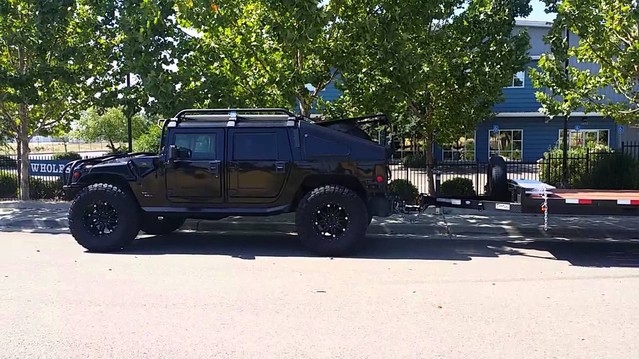 Hummer H1 LMM/Allison with flatbed trailer - YouTube