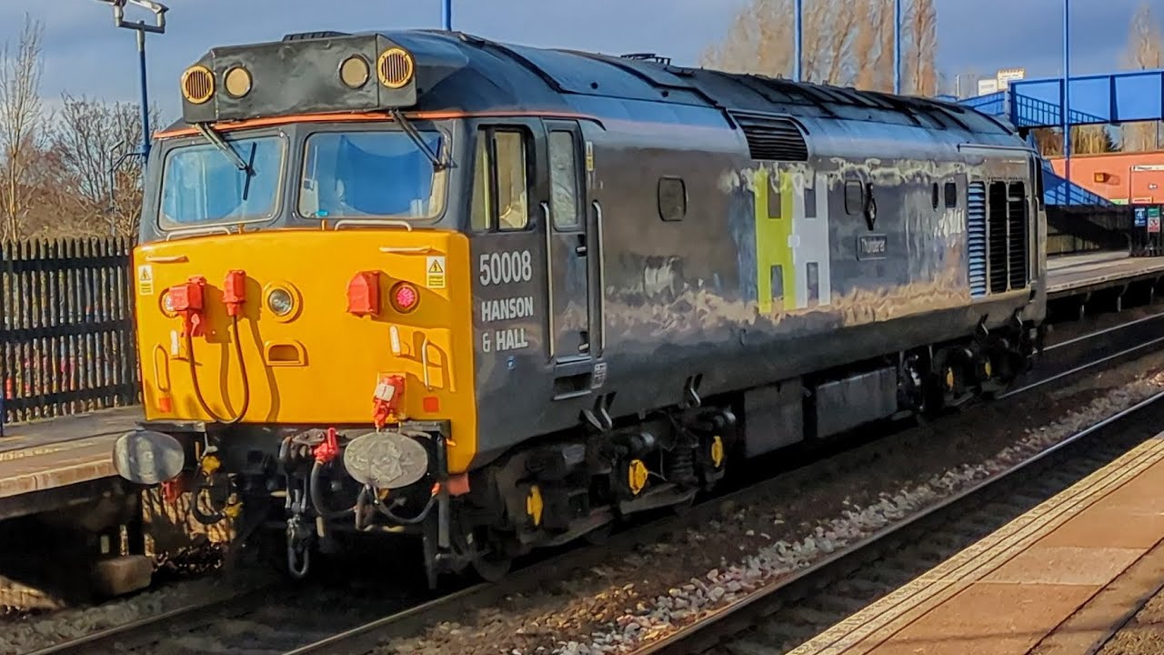 50008 Thunderer diesel locomotive at Swinton train station 27/02/24 # ...