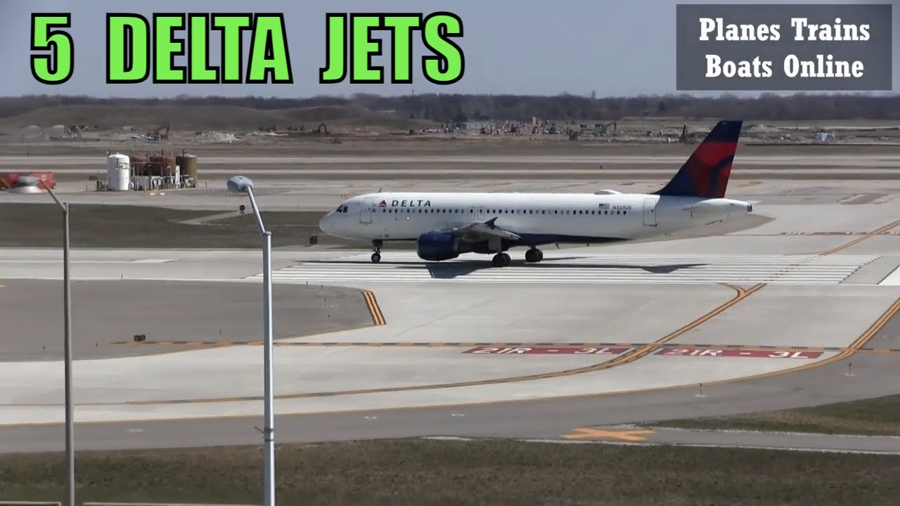 5 Delta Planes 2 Take Off & 3 Landing At Detroit Metro Airport - YouTube