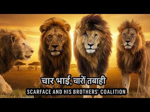 The four musketeers lions Documentary | Scarface, Morani, Hunter, SIKIO Story Hindi #factlinker