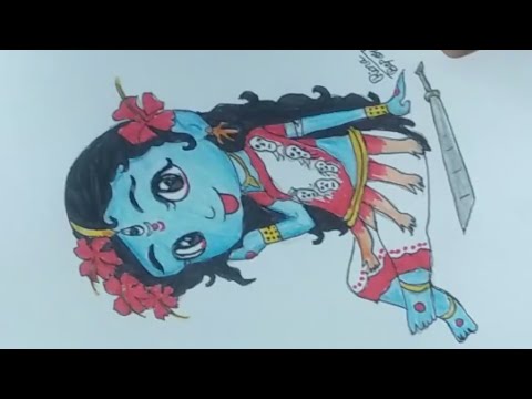 cute maa kali drawing 😍।। kalimata drawing step by step।। how to draw ...