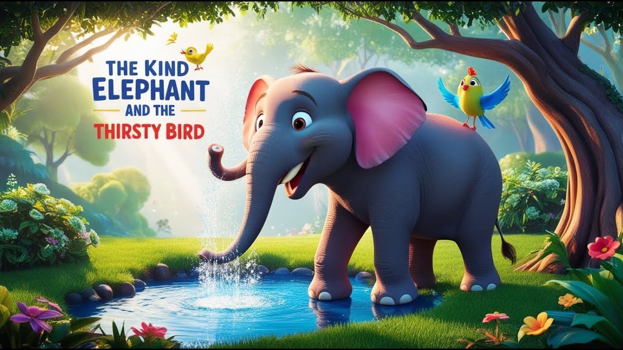 "The Kind Elephant and the Thirsty Bird | Heartwarming Animal Story for ...