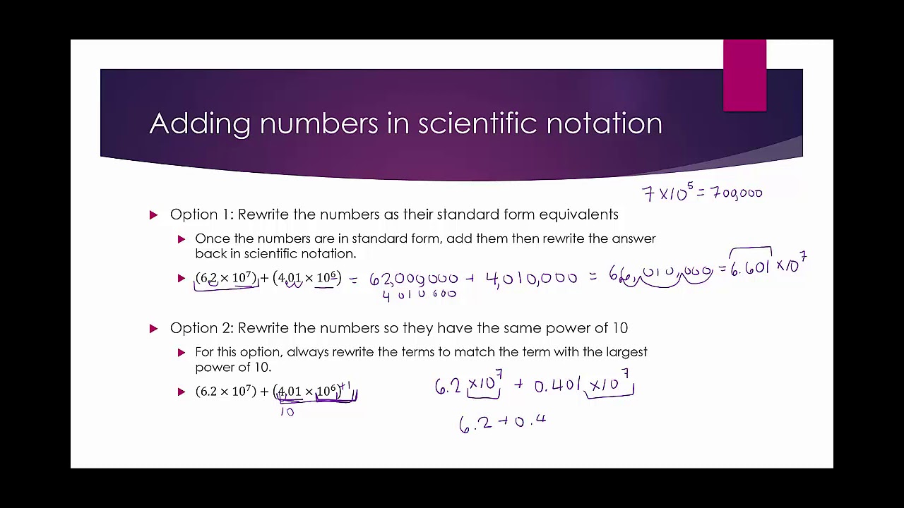 Adding and Subtracting Numbers in Scientific Notation - YouTube