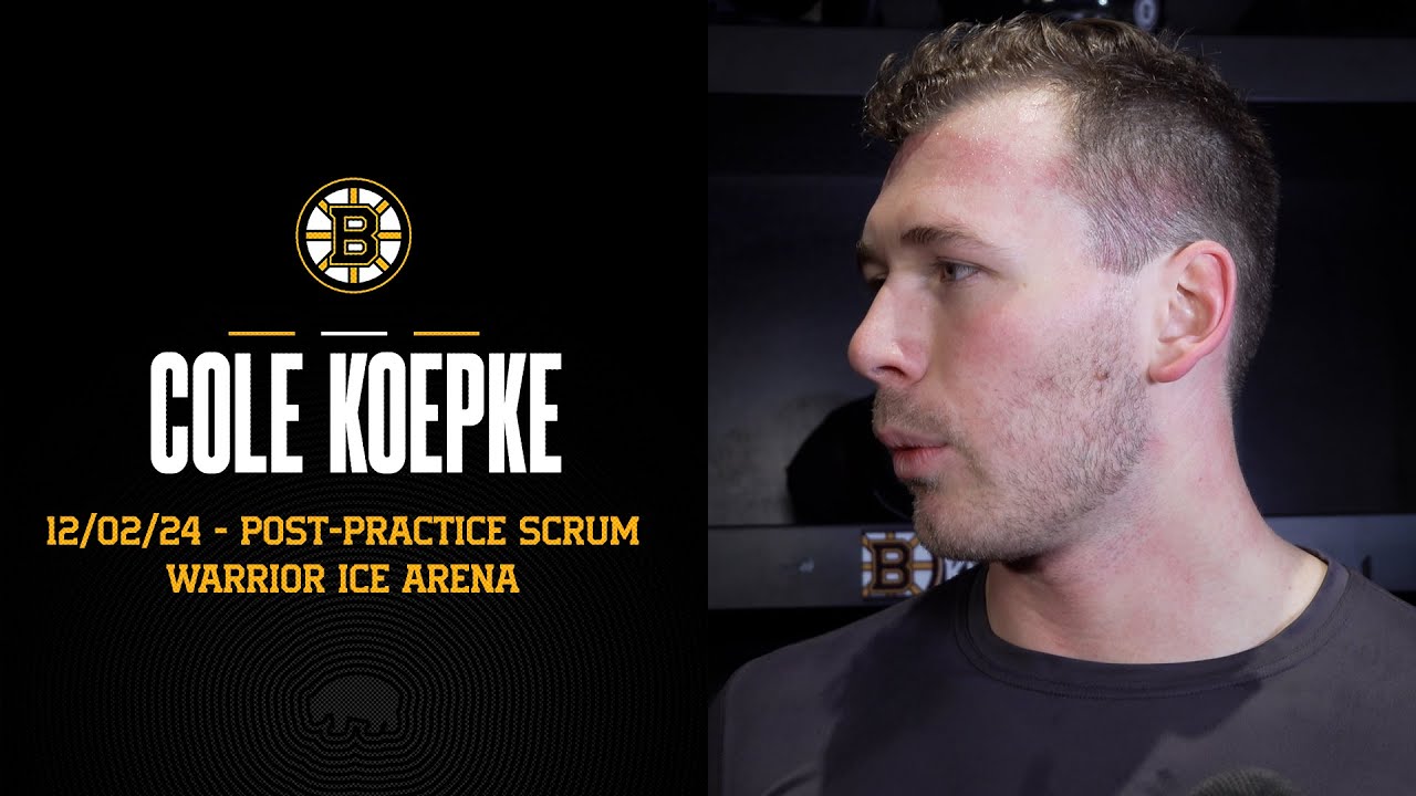 Koepke speaks with the media after Bruins practice - YouTube