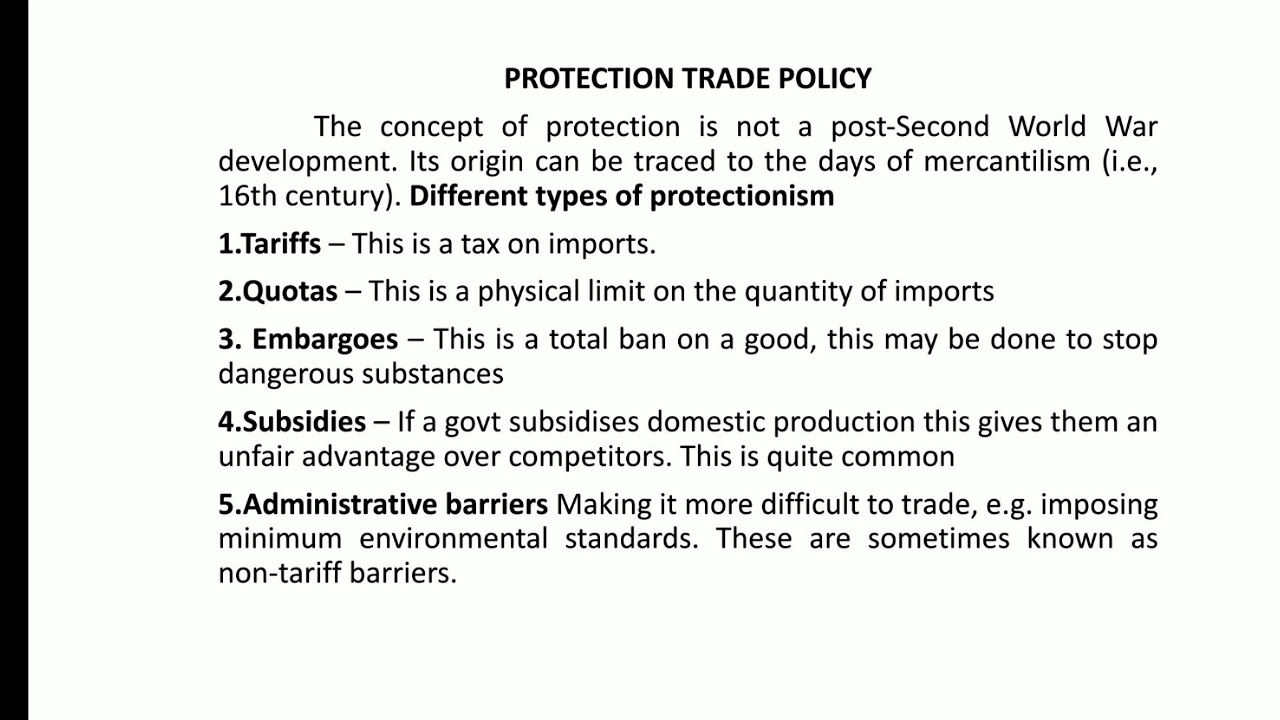 Protection Trade Policy - YouTube