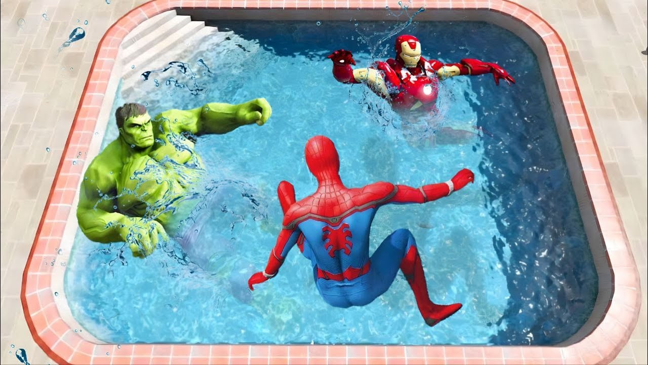 Gta 5 - Superhero Jumping Into Pool (Superhero Jumps & Ragdolls) - YouTube