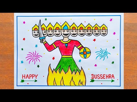 Ravan Drawing Easy / How to Draw Ravan step by step / Easy Ravan ...