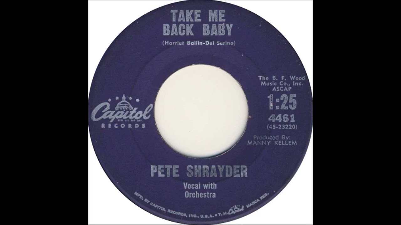 Pete Shrayder - Take Me Back Baby (1960) - YouTube