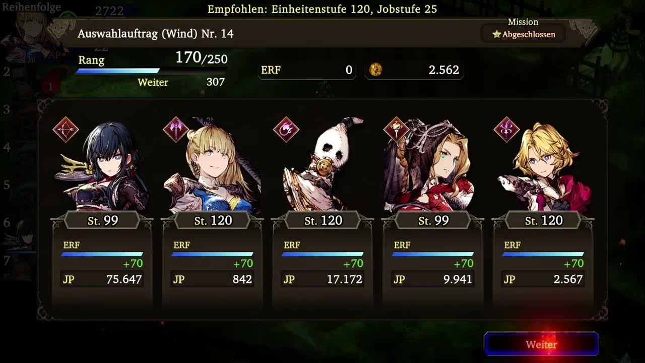 FFBE WOTV Wind Selection Quest 14 - all missions - YouTube