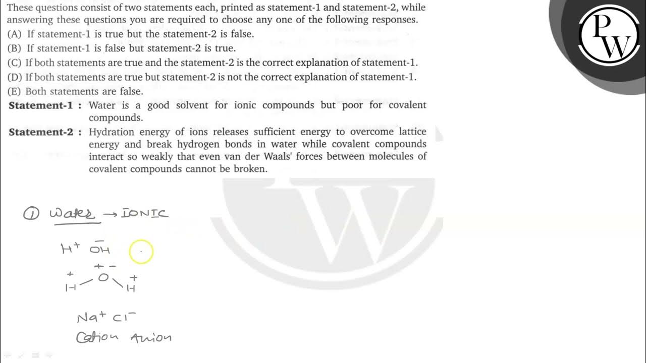 These questions consist of two statements each, printed as statemen... - YouTube