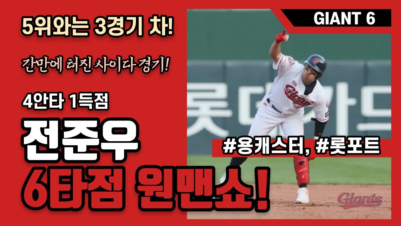 Giant6 장단 18안타 17득점으로 17 대 8 대승 삼성전 8승 8패로 정규리그 마감 롯데자이언츠 용캐스터 롯포트 Kbo 프로야구 전준우 6타점