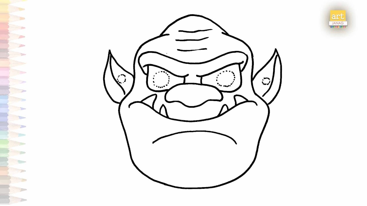 Ogre monster mask drawing easy | Outline sketches | How to draw A ...