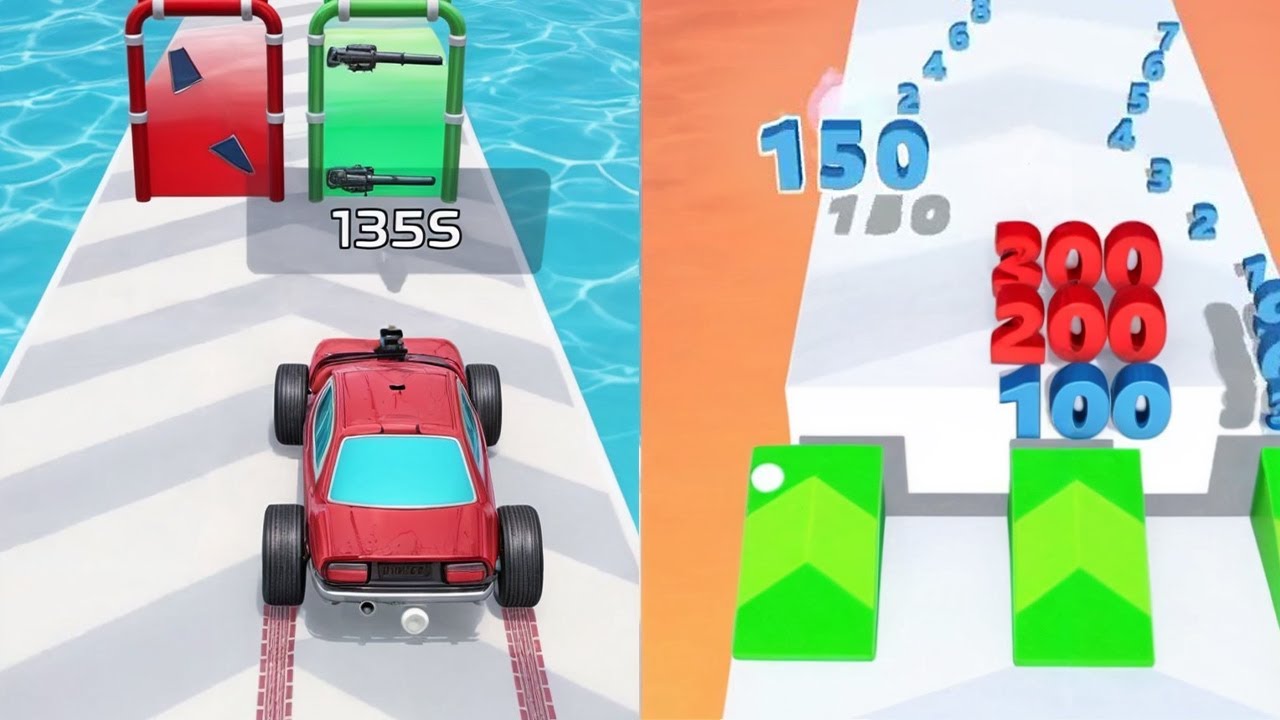 Car Run Race VS Number Merge Run Gameplay 3D - Casual Games - YouTube