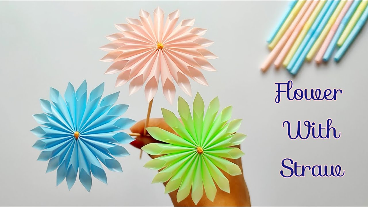 How to Make Flower With Drinking Straw || DIY Flower || Straw Craft ...