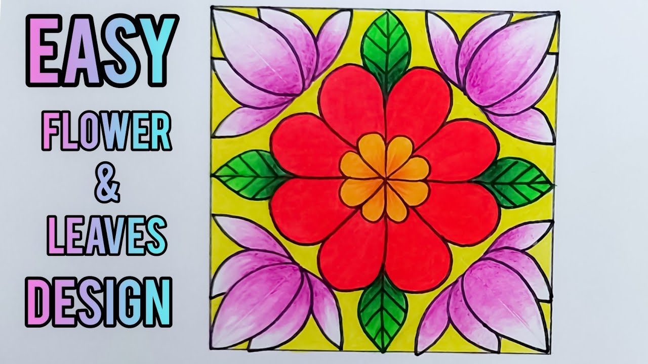 Beautiful flowers and leaves design | How to draw flower and leaves ...