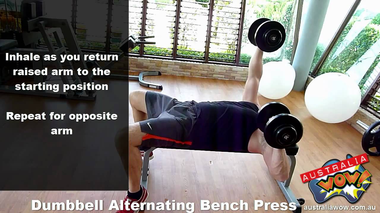 Dumbbell Alternating Bench Press - YouTube