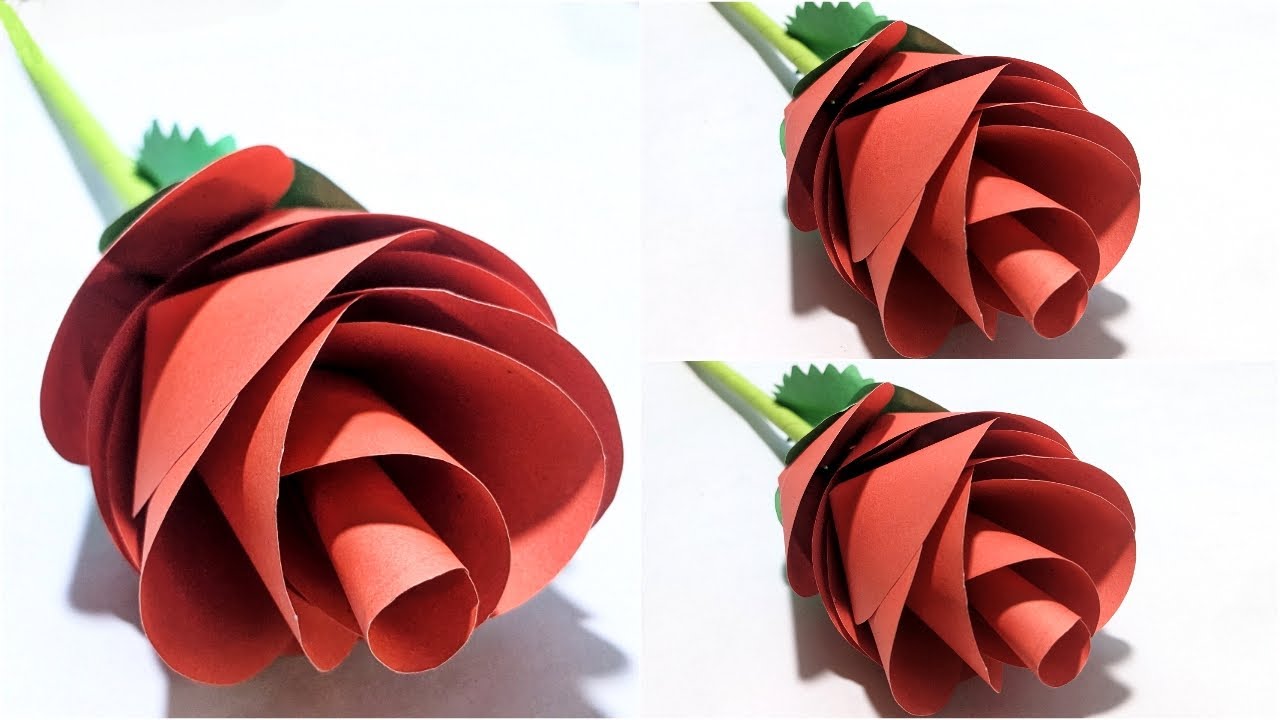 Easy Red Rose Making Tutorial For Beginners | How to Make Paper Rose ...