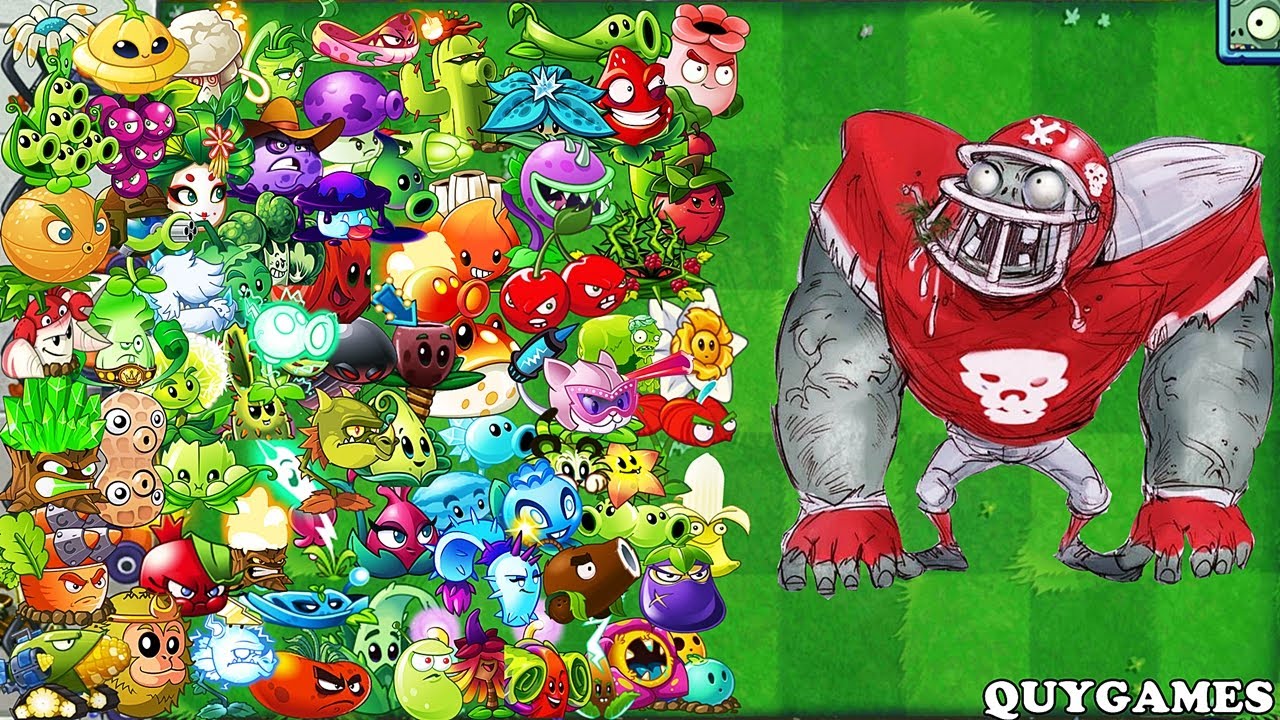 PvZ2 Challenge: All Plants in PvZ2 Power-up Vs All-Star Zombie - YouTube